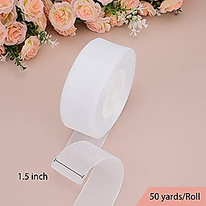 Hapeper 1-1/2 Inch Sheer Organza Ribbon for Gift Wrapping, Party Decoration 50 Yards/ Roll (White)