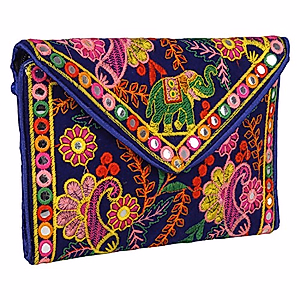 Elephant Sling Bag, Foldover Clutch, Hand Bag, Shoulder Bag & Cross Body Bag for Women & Girls (Blue Color)