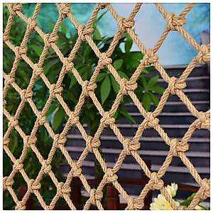 Hemp Rope Net Children's Climbing Net Hand-woven Protective Net Children's Stair Balcony Railing Fence Playground Safety Net Mesh Width 10cm Rope Thickness 6mm Various Sizes Are Available(Size:5x10m)