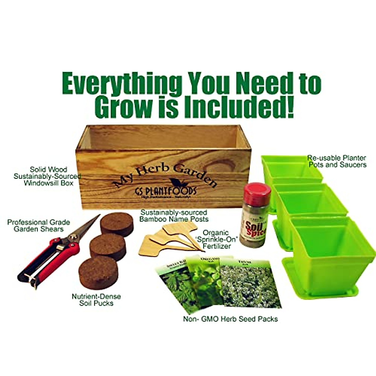 Herb Window Garden Gift Set- Complete windowsill herb Garden Growing kit Including Seeds, pots, Quality herb Clippers, Soil pods All in a Beautiful Planter Box. Hands on Gift Set.