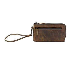 Myra Bag Super Tan Leather And Cowhide Wallet Upcycled Leather S-2696