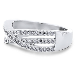 BERRICLE Sterling Silver Woven Cubic Zirconia CZ Cocktail Fashion Ring for Women, Rhodium Plated Size 8