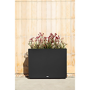 Veradek Block Series Span Plastic Planter - Tall Rectangular Planter for Outdoor Patio/Porch | Durable All-Weather with Removable Insert Bucket | Modern Design for Plants, Flowers, Garden