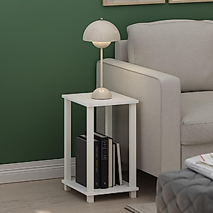 Furinno Simplistic End Table, Small, White/White