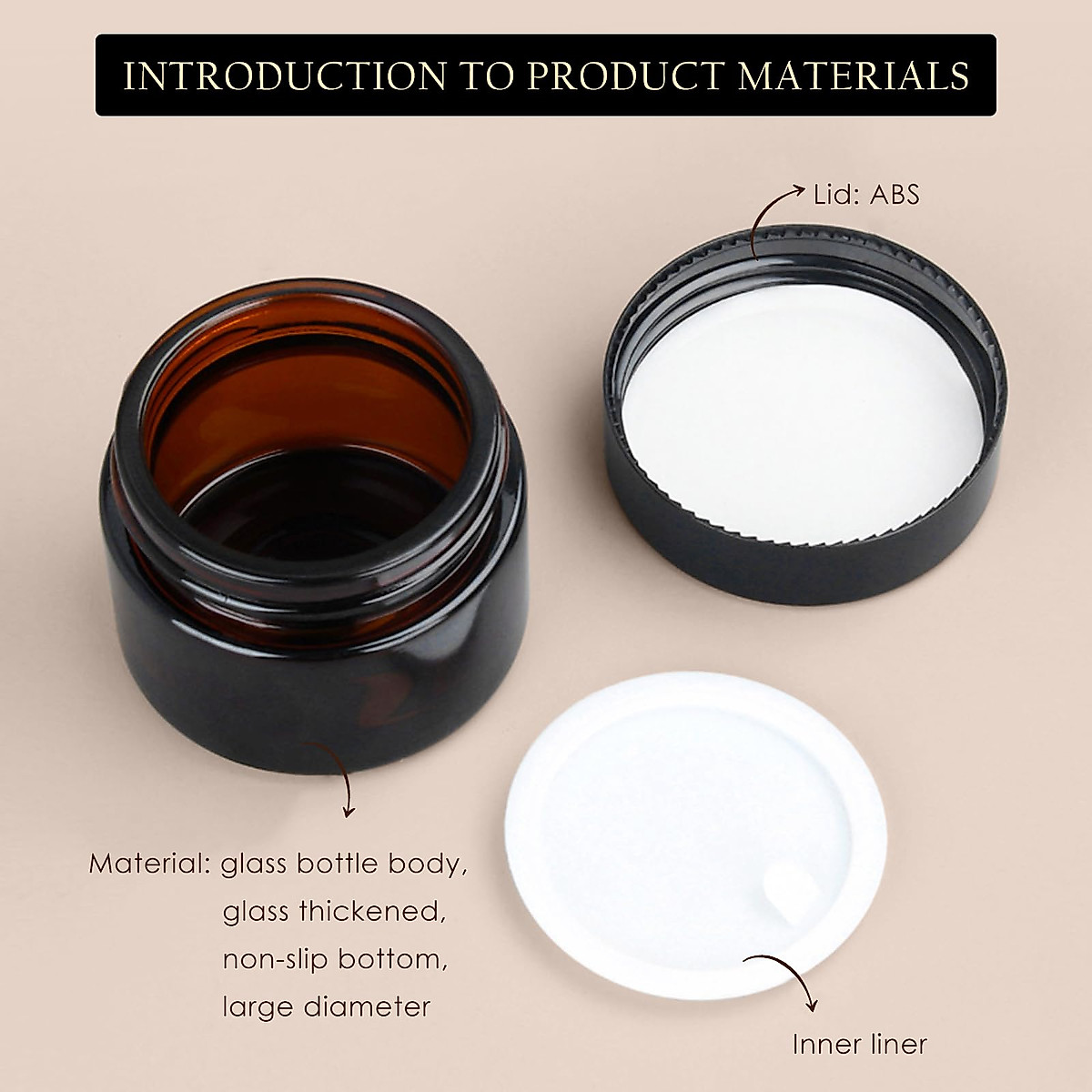 Lil Ray 1 oz Round Amber Glass Jar with Inner Liners and Gold Lid (12pcs)