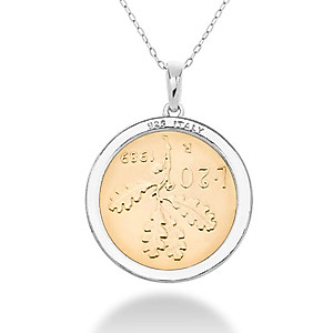 Miabella 925 Sterling Silver Italian Genuine 20-Lira Medallion Coin Chain Pendant Necklace for Women 18 Inch Made in Italy