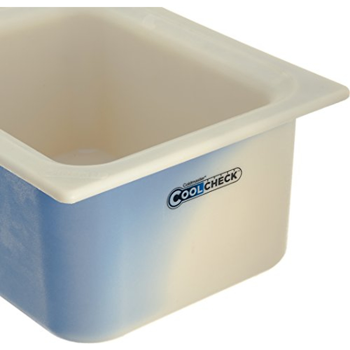 Carlisle CM1101C1402 Coldmaster CoolCheck 6" Deep Half-Size Insulated Cold Food Pan, 6 Quart, Color Changing, White/Blue