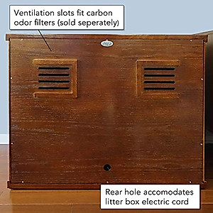 THE REFINED FELINE Cat Litter Box Enclosure Cabinet, Modern, Mahogany Brown, Tulip Feet, XLarge, Hidden Litter Cat Furniture with Drawer