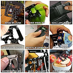 37-in-1 Wallet Tool Card Gift. Black Credit Card Bottle Opener Multitool with Multifunction Tools. Best Stocking Stuffer Gifts for Men, Dads, Husbands, HandyMen & Outdoor Enthusiasts