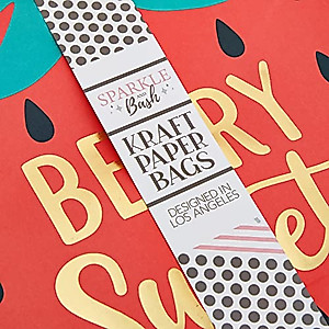 Sparkle and Bash Strawberry Gift Bags with Handles for Berry Sweet Birthday Party Favors (10 x 8 x 4 In, 24 Pack)