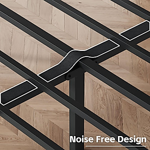 Fluest Queen Bed Frame with Headboard PU Leather Upholstered Bed Frame Platform,All Metal Slats Support Platform Bed Frame with Storage Space,Easy Assembly,Noise Free,No Box Spring Needed,Black