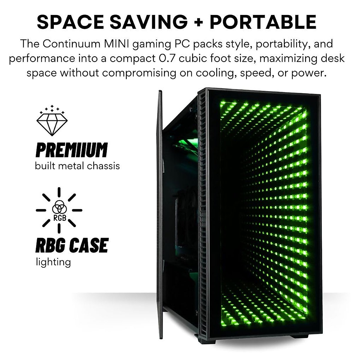 Empowered PC Continuum Mini Gaming Desktop - NVIDIA GeForce RTX 3070 (> 4060 Ti), Intel 12-Core i7-12700KF CPU, 32GB DDR5 RAM, 1TB NVMe SSD, WiFi 6, Windows 11 - Tiny Liquid Cooled RGB Gamer Computer