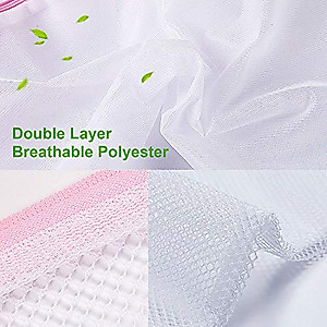 OTraki Bra Wash Bags for Lingerie 6 Pack Mesh Delicates Zipper Laundry Bag for Women College Girl Underwear Socks Silk Stockings Washing Machine Net Protector White