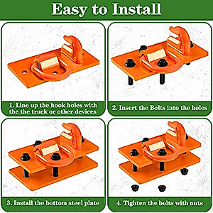 Tractor Bucket Hooks | Grade 70 Forged Steel Bolt On Grab Hook Tow Hook Mount| Heavy Duty Tractor Bucket Accessories | Perfect for Tractor Bucket, RV, UTV, Truck and More, Max 17000 lbs Orange, 2 Pack
