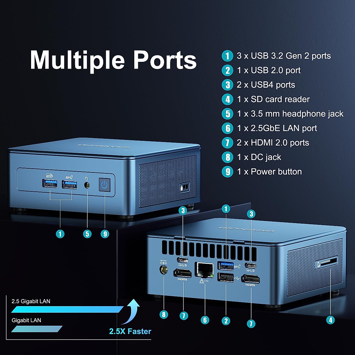 GEEKOM Mini PC Mini IT13, 13th Gen Intel i5-13500H NUC13 Mini Computers(12 Cores,16 Threads) 16GB DDR4/512GB PCIe Gen 4 SSD Windows 11 Pro Desktop PC Support Wi-Fi 6E/Bluetooth 5.2/USB 4.0/2.5G LAN/8K
