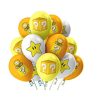 24Pcs Mario Party Latex Balloons, Super Bros Birthday Party Balloons, Super Bros Game Party Balloon Decoration