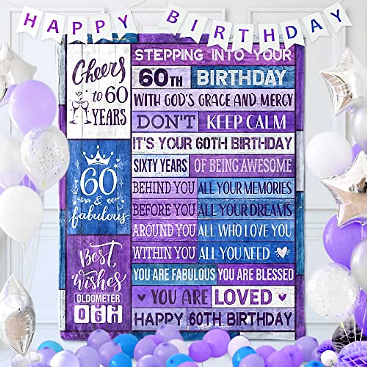 Ciuyxof 60th Birthday Gifts for Women Blanket 60th Birthday Decorations Women Men Throw Blanket Happy 1963 60th Birthday Gift Ideas for her Mom Wife (Sixty, 50 x 60 Inch)