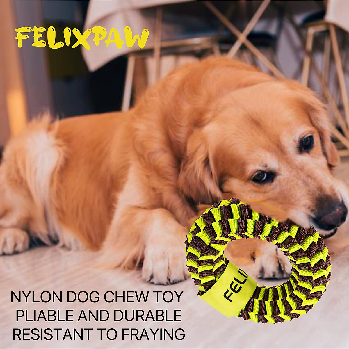 FELIXPAW Dogs Annular Toy Sensitive Colors and Protruding Shape Modeling Design Stimulate Dogs Long Time Playing Easier to Cleaning Teeth,for Small & Medium Dogs Training and Playing,Nylon