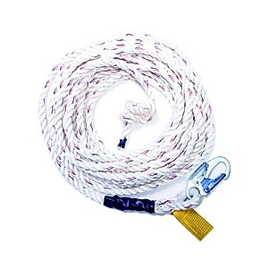 Guardian 11322 VLA-303 Strand White Polydac Assembly with Shock Pack, Positioning Device, and 18 Inch Extension Lanyard, 30-Foot