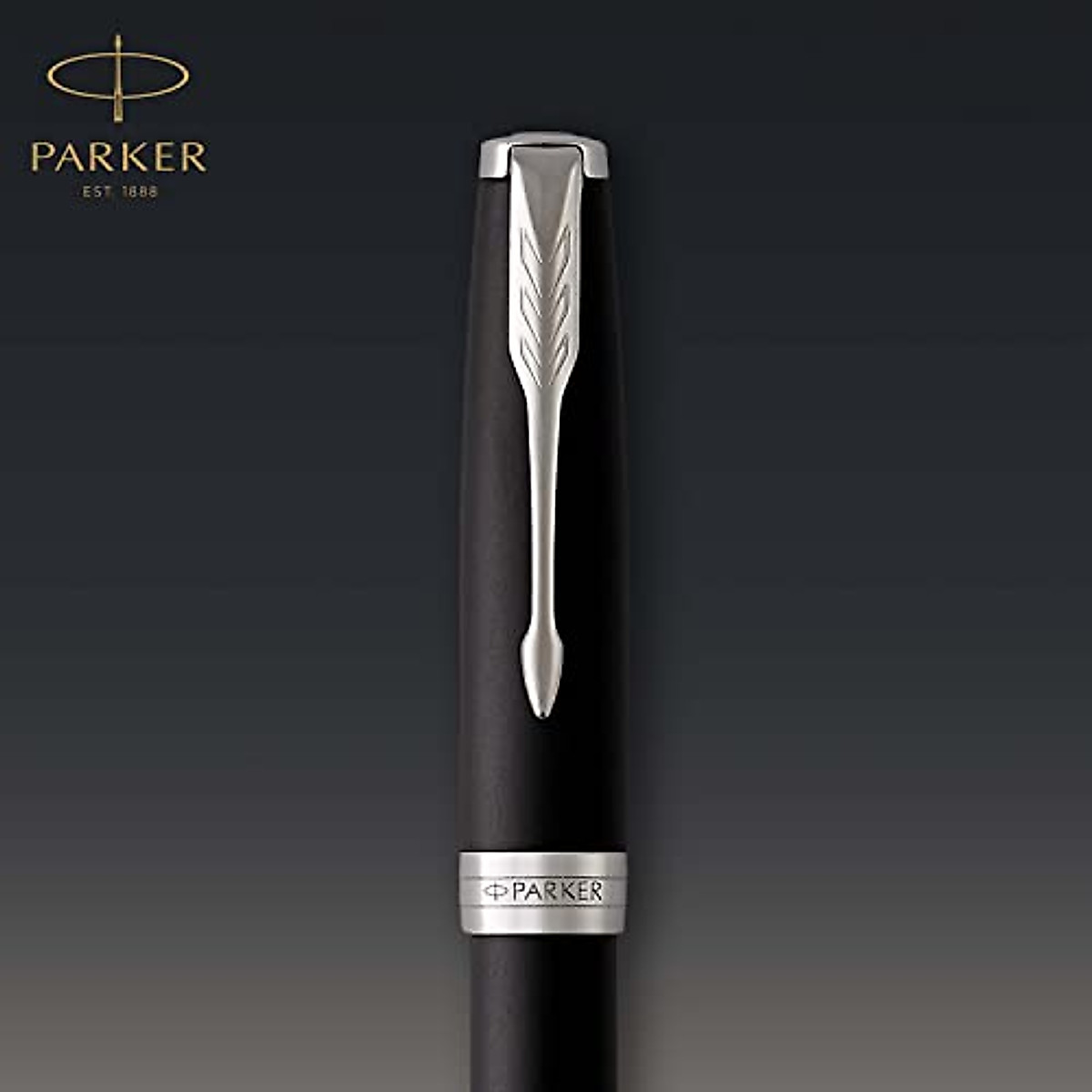 PARKER Sonnet Fountain Pen, Matte Black Lacquer with Palladium Trim, Medium Nib (1931522)