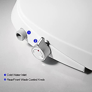 Vinnova Taranto Non-Electric Bidet Toilet Seat - Self Cleaning Retractable Nozzle, Elongated in White, Easy Installation
