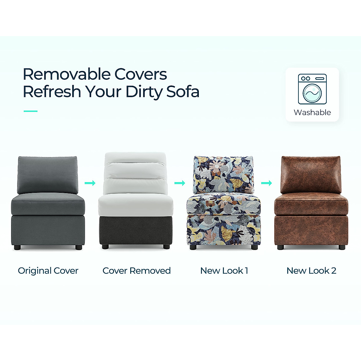 LINSY HOME Modular Sectional Sofa, Convertible Couch with Storage, Memory Foam, Modular Couch Set with Ottomans, Small Loveseat Sofa Couch with Chaise for Small Space, Living Room, Dark Gray