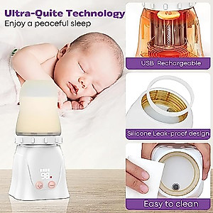 Portable Baby Bottle Warmer, Travel Bottle Warmer with 8 Adapters, Rechargeable Wireless Fast Bottle Warmer with Precise Temperature Control and Automatic Shut-Off, Bottle Warmer for Breastmilk