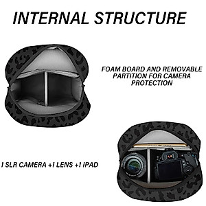 GABraden Cute Small Camera Bag with Photographer Camera Sling Bag Waterproof Dslr Camera Case Compatible with Nikon Sony Lightweigth for Women or Men（Black Leopard Cheetah）