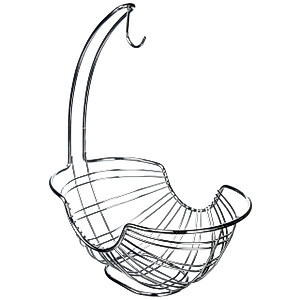 Spectrum Diversified Contempo Ellipse Holder Modern Kitchen Countertop Bowl & Banana Tree, Steel Wire Fruit Basket, Produce Saver & Banana Hanger, Chrome