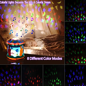 Baby Toys 6 to 12 Months Musical Light Up Tummy Time Infant Toys 3-6 7 8 9 12-18 Months Crawling Toys Ocean Rotating Projector Baby Gifts for 1 2 3 Year Old Boy Girl Birthday Toddlers Kids