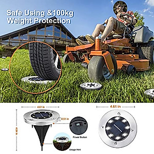 Aogist Solar Ground Lights 12 Packs, 8 LED Solar Garden Lights, Outdoor Solar Disk Lights, In-ground Outdoor Landscape Lights for Pathway Yard Walkway Patio Lawn Path (Cold White)