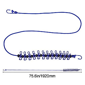 HDE 2 Pack Camping Clothesline Cord Indoor Outdoor Laundry Line Portable Travel Clothes Line with Clothes Pins (6.25 ft, Blue)