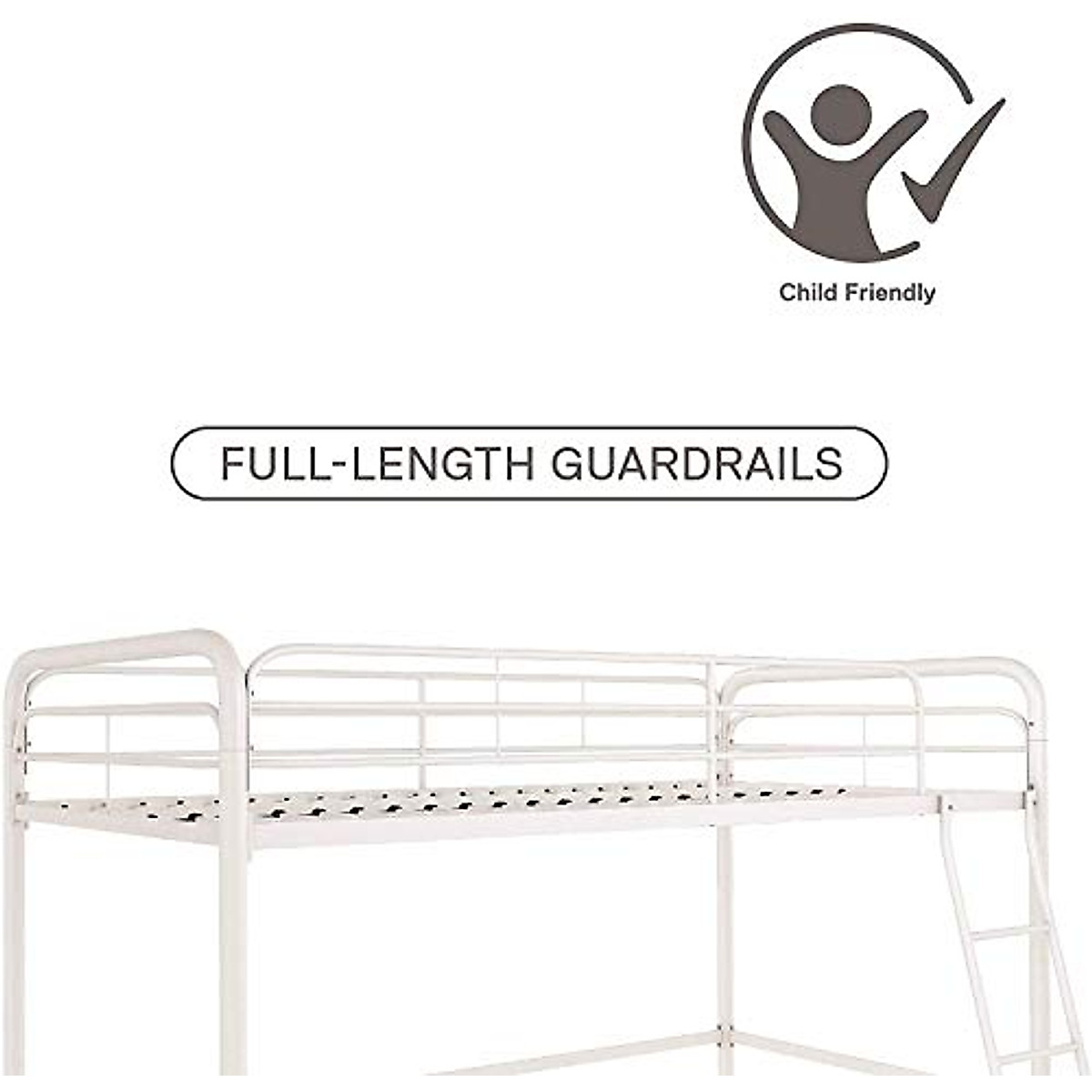 DHP Jett Junior Twin Metal Loft Bed, White