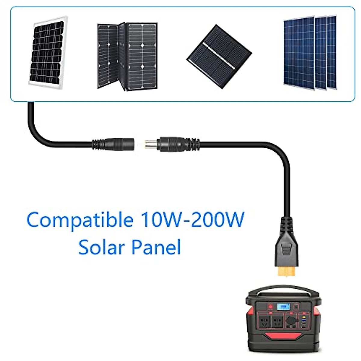 RIIEYOCA XT60 to DC 8mm Connector Adapter,XT60 Female to DC 7.9mm x 0.9mm Male 14AWG Power Cable,for Lipo Battery Pack Portable Power Station Solar Generator Portable Solar Panel(1M/3Ft)