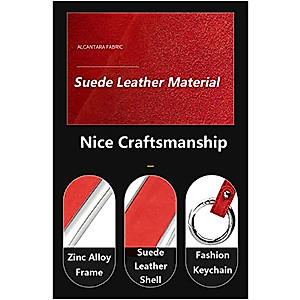 SANRILY 1Pcs Suede Leather Smart Key Fob Cover for Volvo XC90 2018 XC60 S90 V90 2019 2020 Keyless Keychain Holder Full Protection Key Fob Shell Case Red