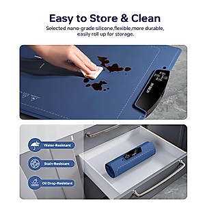 Food Warming Tray, Electric Food Warming Mats with 9 Temperature & 11 Timer Settings, Auto Shut-Off, Rollable Silicone Food Warmer for Buffets, Parties, Gatherings, Christmas, Everyday Use, Navy Blue