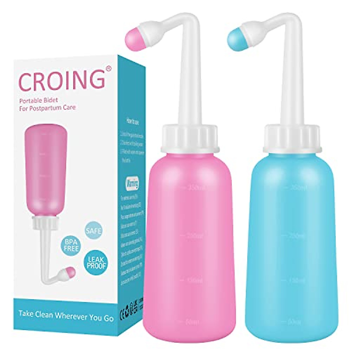 Croing 𝙥𝙤𝙧𝙩𝙖𝙗𝙡𝙚 𝙗𝙞𝙙𝙚𝙩 2 PCS Portable Bidet for Travel - The Easy Bidet for Postpartum Care (350ML)