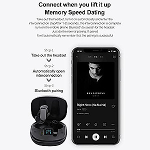 Wireless Earbuds Bluetooth 5.0 Anti-Slip - Upgrade Noise Cancelling Casual Sports Waterproof Deep Bass Auto Pairing Touch Control in-Ear Stereo Earphones for iOS & Android for Women Men (Black)