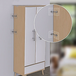 Ainior Adhesive Furniture Anchors for Baby Proofing, Secure Bookcase Dresser Shelf Cabinet to Wall for Child Safety - 2.36x2.36x0.1 inch ZJ001 0