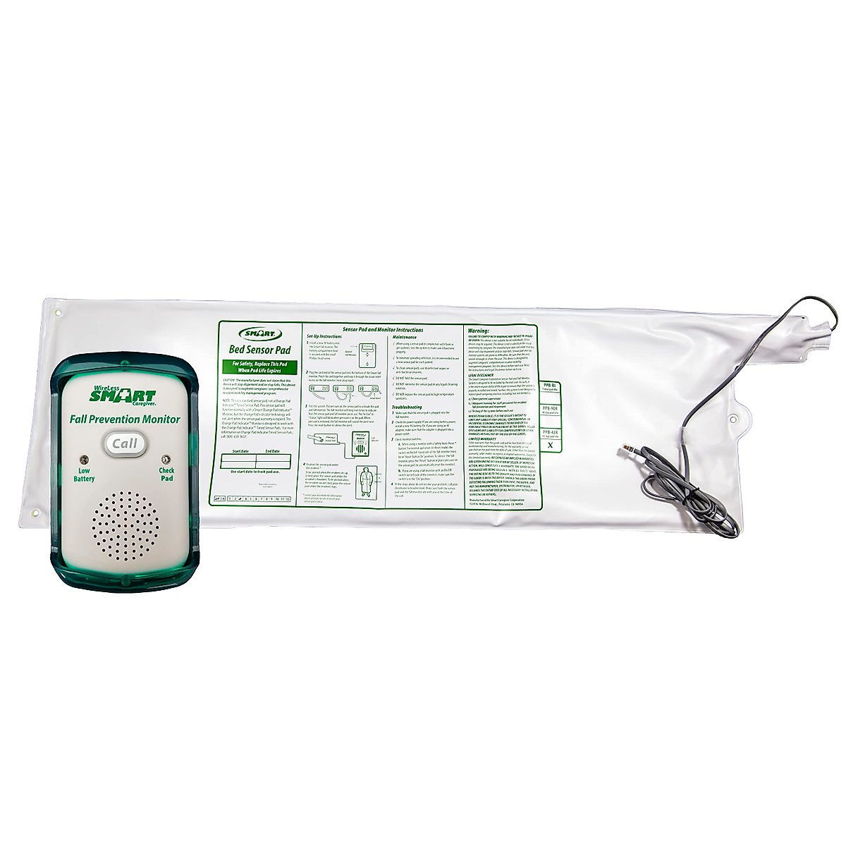 Bed Alert System for Fall or Wandering Prevention – Includes Monitor with 10in x 30in Bed Sensor Pad (Optional Use with Pager or Monitor, Not Included)
