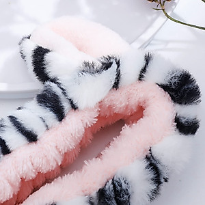 Hofar Tiger Face Wash Headband Hairband with Tiger Ears Coral Fleece Cartoon Cute Creative Hair Accessories