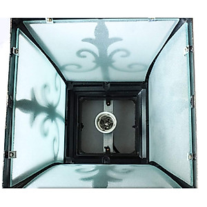 GJCQZQ Pathway Lights Rustic Waterproof Outdoor Cap Light Oil Rubbed Bronze Pillar Lamp Vintage External Glass LED Post Lighting Dusk Lighting Villas Garden Porch Home Landscape Patio Fence Park Pathw