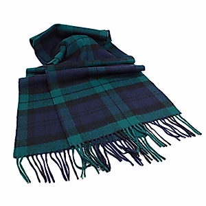 Biddy Murphy 100% Irish Lambswool Plaid Scarf, Soft & Warm, Celtic Tartan Pattern, Blackwatch