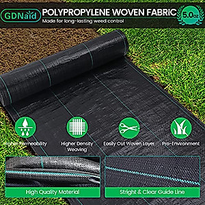 GDNaid 3ftx100ft Weed Barrier Landscape Fabric Heavy Duty, Premium 5oz Weed Barrier Fabric Garden Ground Cover, Weed Control Fabric, Woven Geotextile Fabric for Underlayment