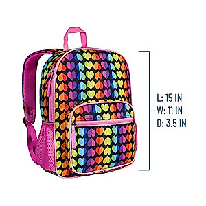 Wildkin Kids Eco Backpack for Boys & Girls, Perfect for Elementary Recycled Backpack, Features Padded Back & Adjustable Strap, Ideal for School & Travel Backpacks for Kids (Rainbow Hearts)