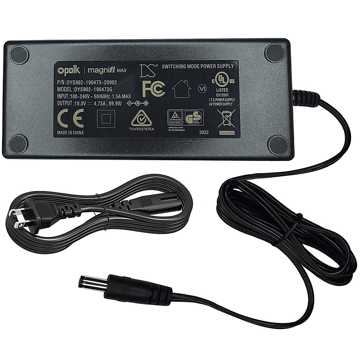 Original Polk 19V 4.73A AC/DC Adapter for Polk Audio MagniFi Max AM8214 AM8215 SoundBar Magni Fi Maximum-Performance Home Theater Sound Bar DYS DYS902-190473W 190473 DYS902-190473G Power Supply Cord
