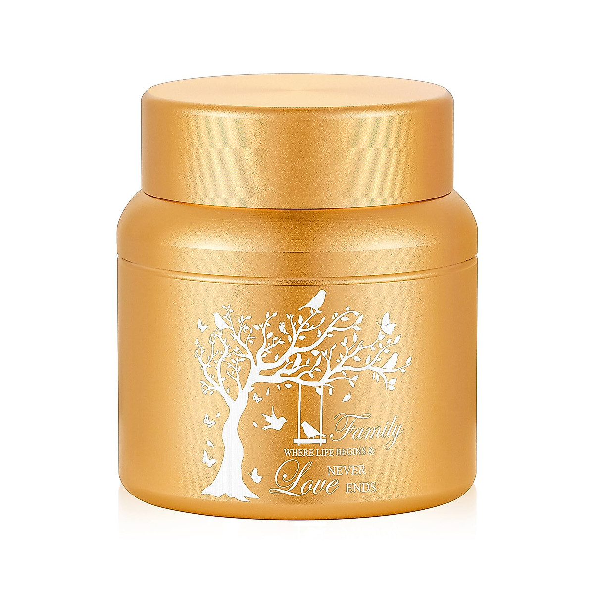 8 Cubic Inch Small Urns for Human Ashes, Aluminum Mini Urns for Ashes Keepsake Urns Tree of Life Cremation Decorative Urns Small Ashes Holder for Women Men Pet Ashes (Gold)