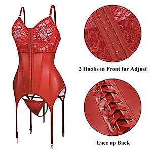 Avidlove Faux Leather Corset Lingerie For Women Halloween Sexy Outfit For Women
