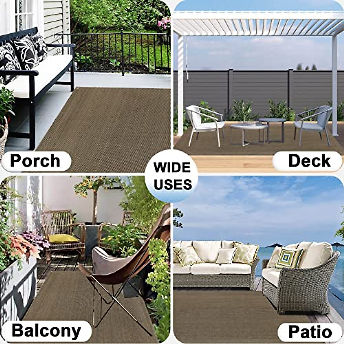 OutdoorLines Plastic Tarp Outdoor Rugs for Patio 8 x 10 ft - UV and Weather Resistant Patio Carpet, Stain Resistant Plastic RV Camping Mats for Porch, Garden, Camper and Picnic, Brown