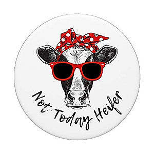 Not Today Heifer Funny Cow Red Sunglasses Black and White PopSockets PopGrip: Swappable Grip for Phones & Tablets